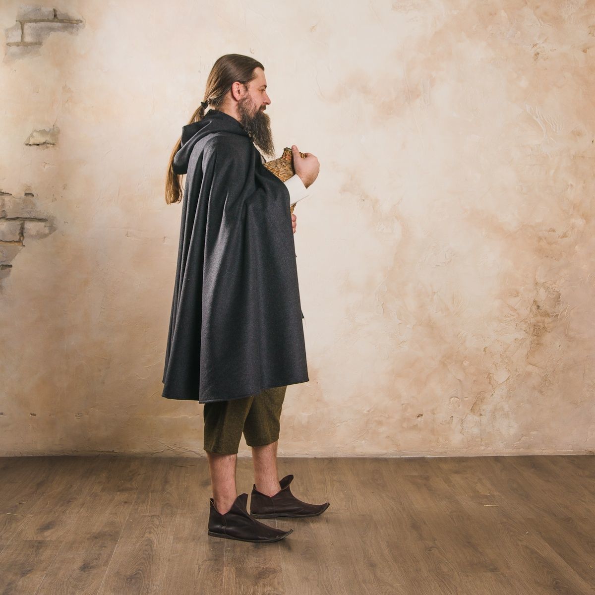 Cloak with hood, a part of fantasy-style Hobbit costume