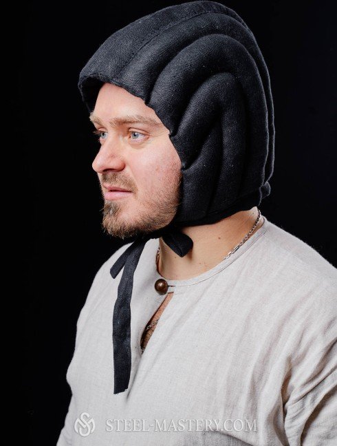 Medieval padded arming cap