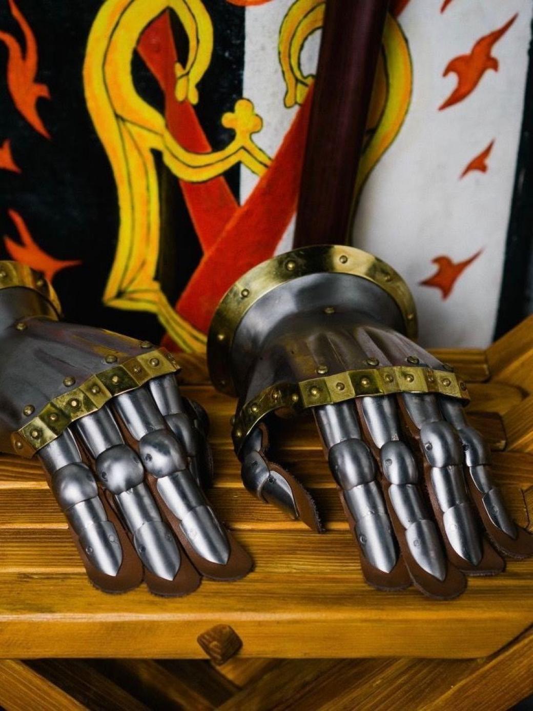 Medieval steel gauntlets — metal gloves and mittens for sale | Steel ...