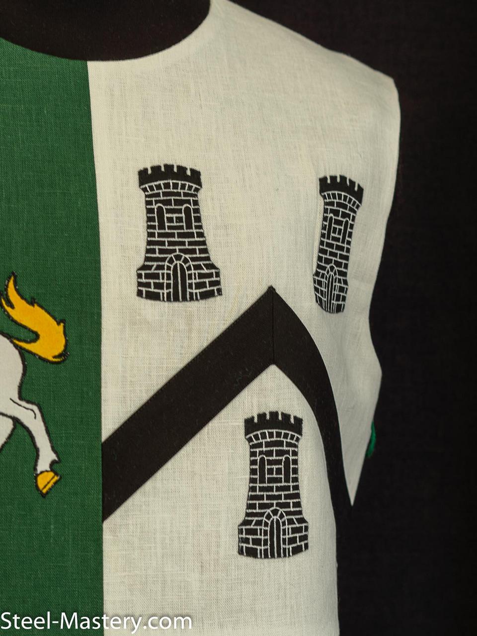 QUARTER COLORED TABARD WITH HORSES AND TOWERS